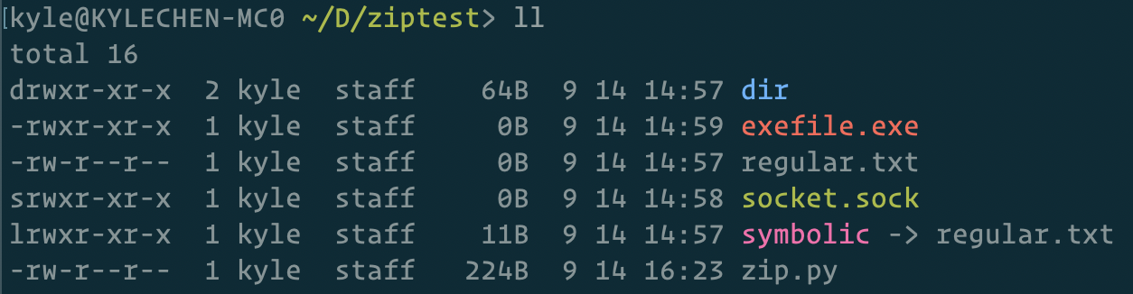 Python的zipfile模块读取文件权限属性 | Kyle's Blog